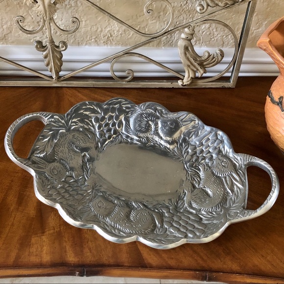 Holiday | Bunny Rabbit Embossed 3d Pewter Tray With Handles I Made In ...